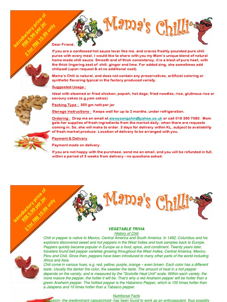 Introducing Mama Chilli | PDF | Chili Pepper | Ginger