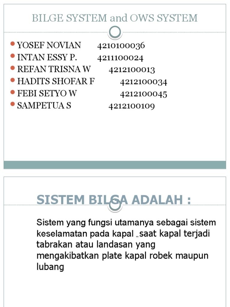 Bilge System and Ows System | PDF | Ships | Watercraft