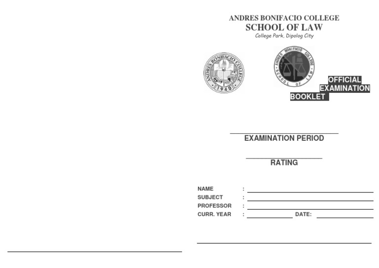 Official Examination Booklet Template | PDF