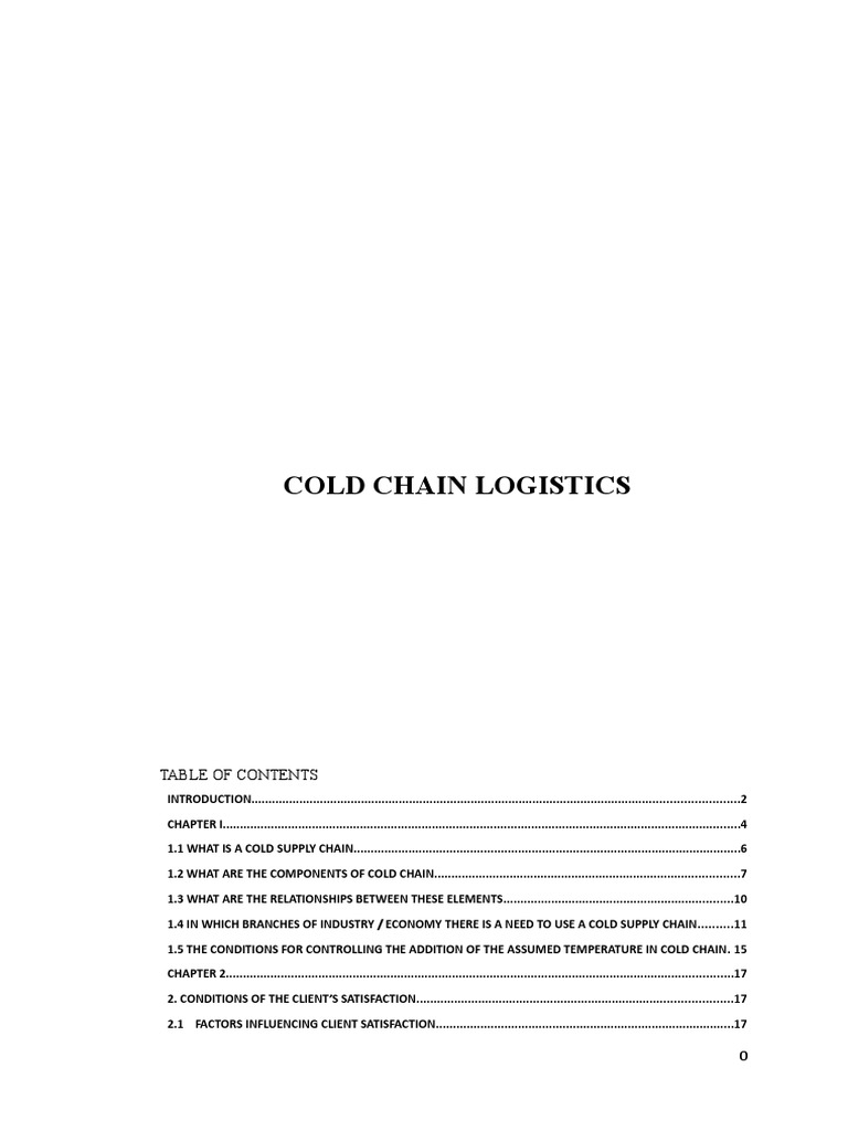 Cold Chain Logistics Pdf Logistics Warehouse