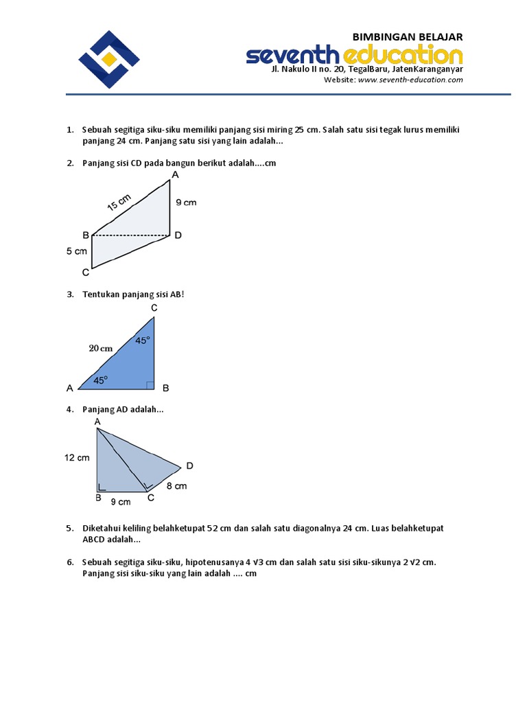 Latihan Phytagoras | PDF | Metode & Bahan Ajar | Seni