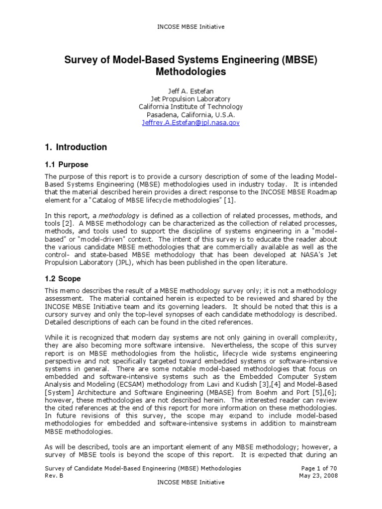 MBSE Methodology Survey RevB | PDF | Systems Engineering | Software ...