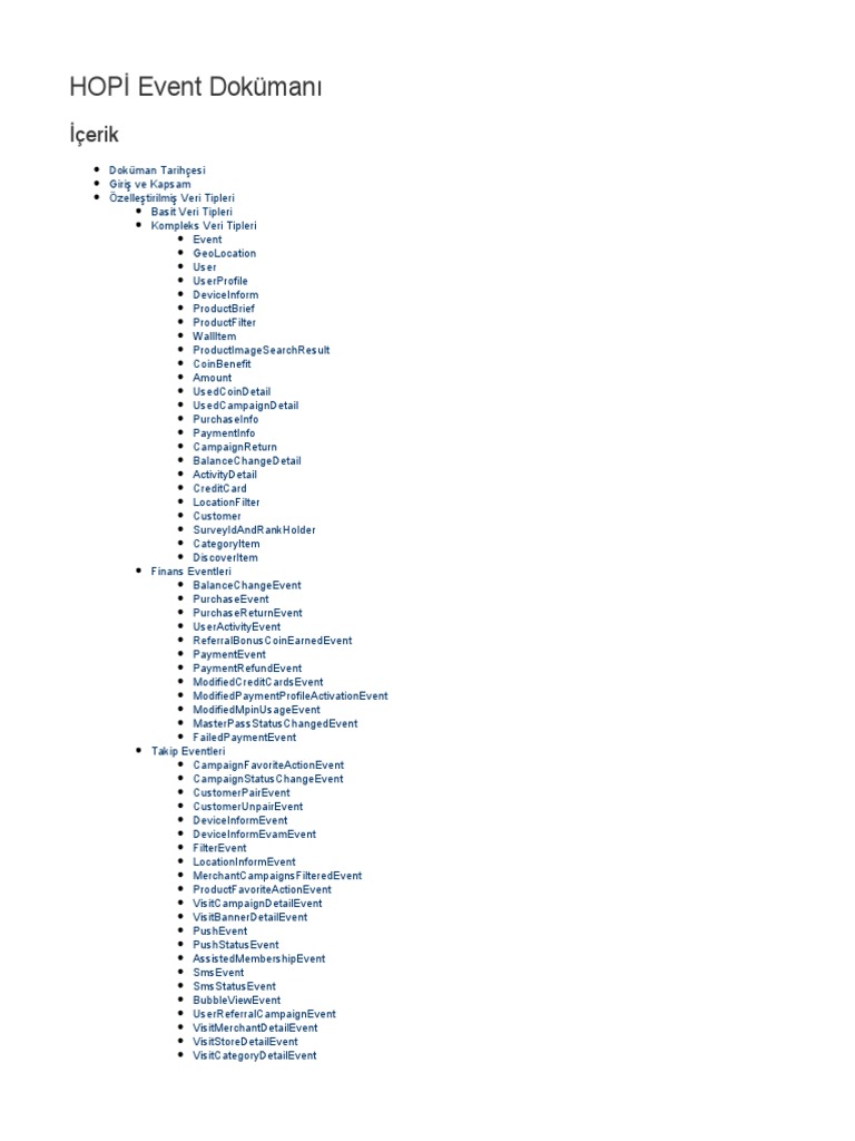 Hopi Event Dökümanı | PDF