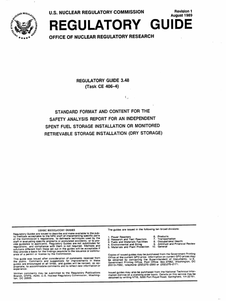 Regulatory Guide: Office of Nuclear Regulatory Research | PDF | Nuclear ...