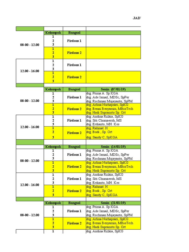 1650 - 40200 - Jadwal SPV Januari 2019 | PDF