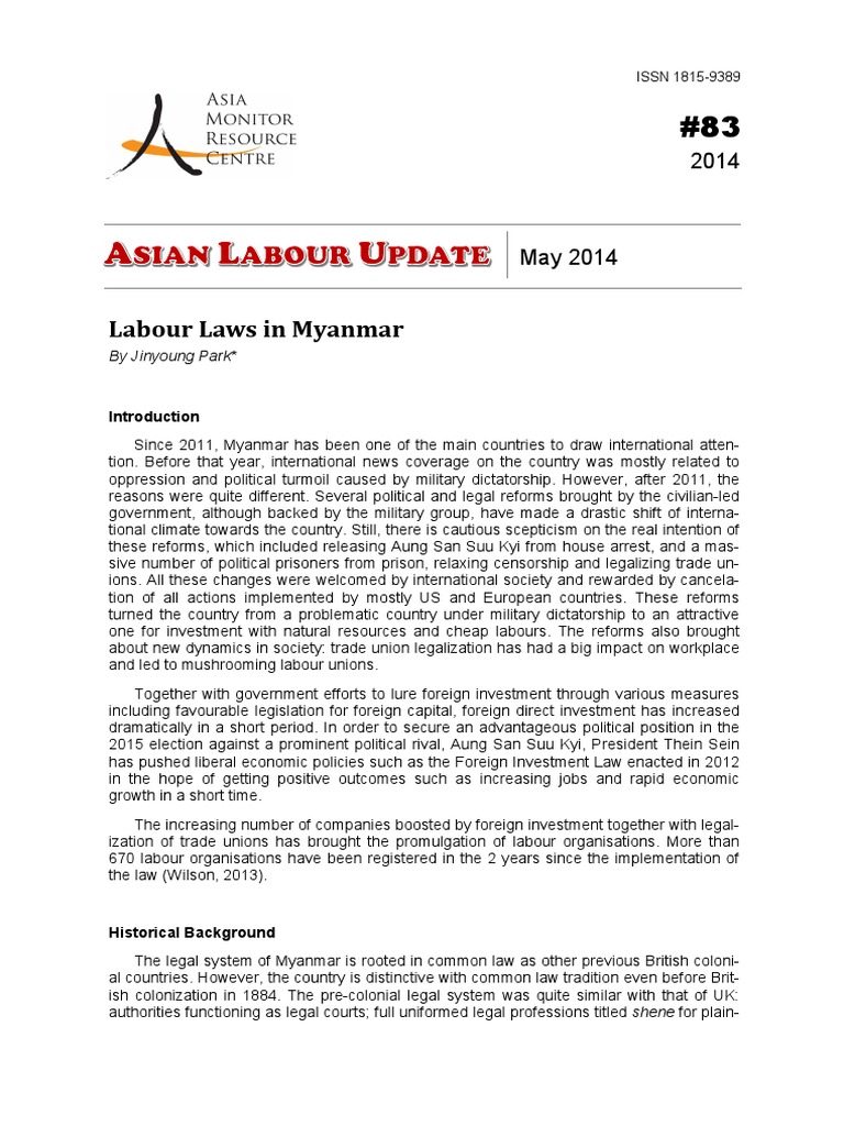 Labour Laws in Myanmar | PDF | Trade Union | Strike Action