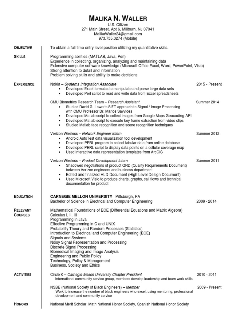 Resume Professional Experience 2016 PDF | PDF | Carnegie Mellon ...