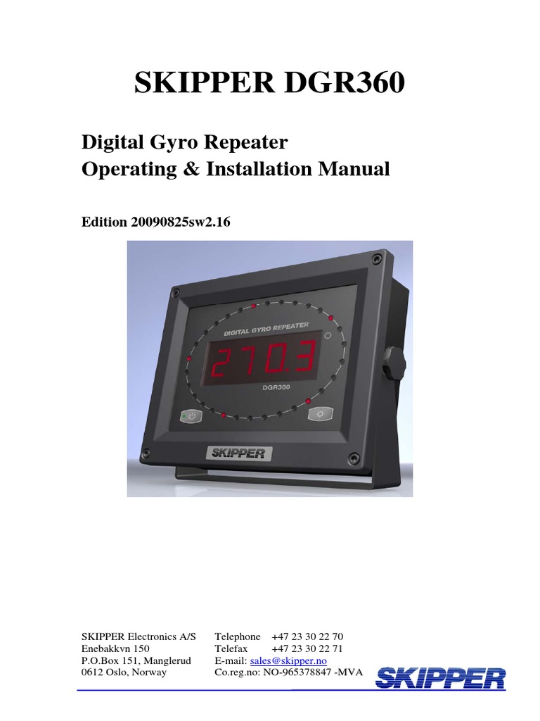 Skipper Dgr360: Digital Gyro Repeater Operating & Installation Manual ...