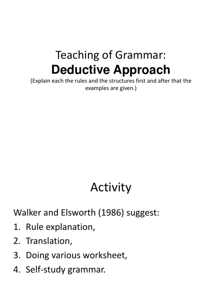 Grammar Deductive Approach | PDF