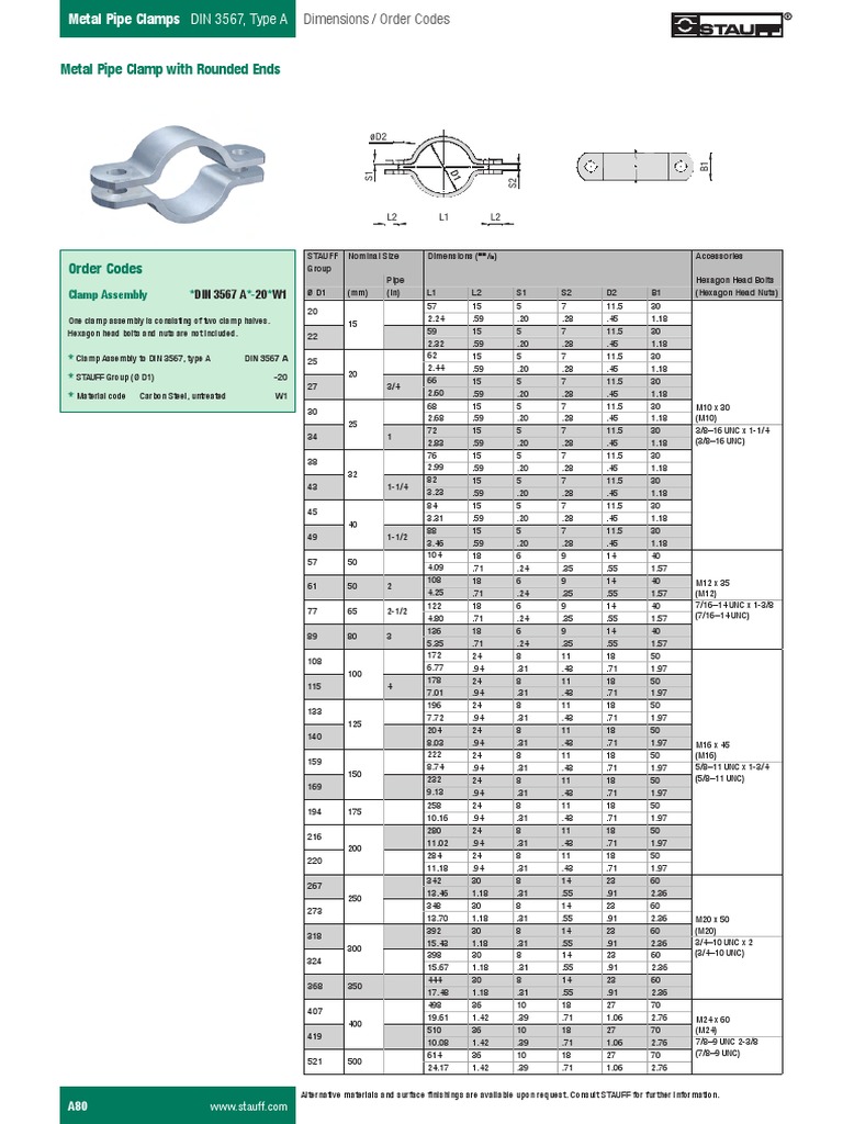 DIN 3567 - Clamps Metal Clamps - EN PDF | PDF | Pipe (Fluid Conveyance ...