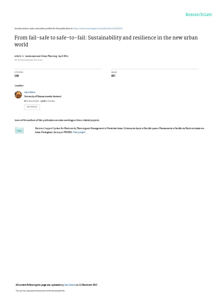 From Fail-Safe To Safe-To-Fail: Sustainability and Resilience in The ...