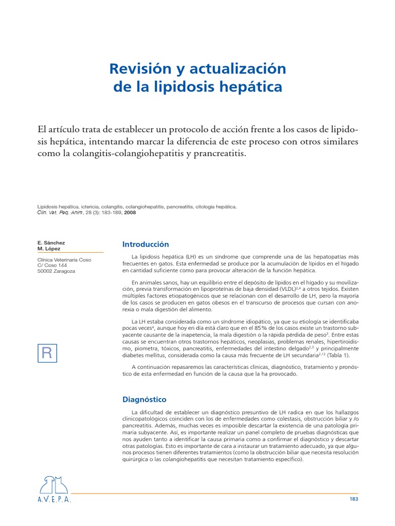 Lipidosis Hepatica Animales | PDF | Potasio | Dieta y nutrición