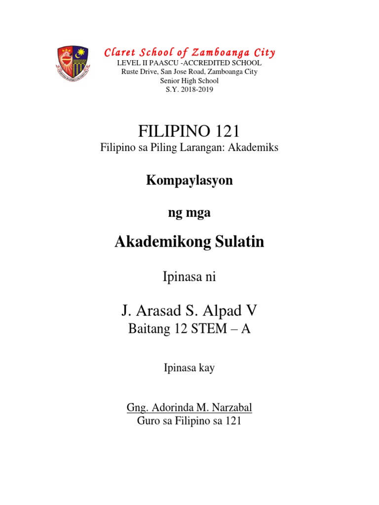 Title Page Filipino | PDF