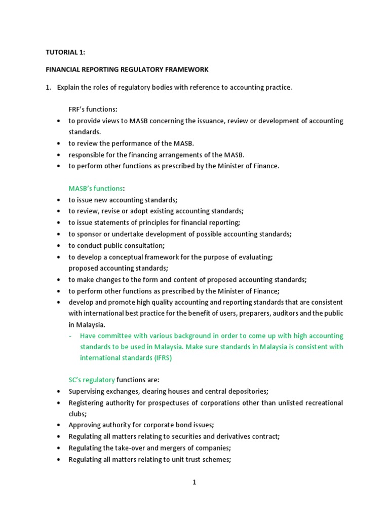 Tutorial 1 Regulatory & Conceptual Framework | PDF | Limited Liability ...
