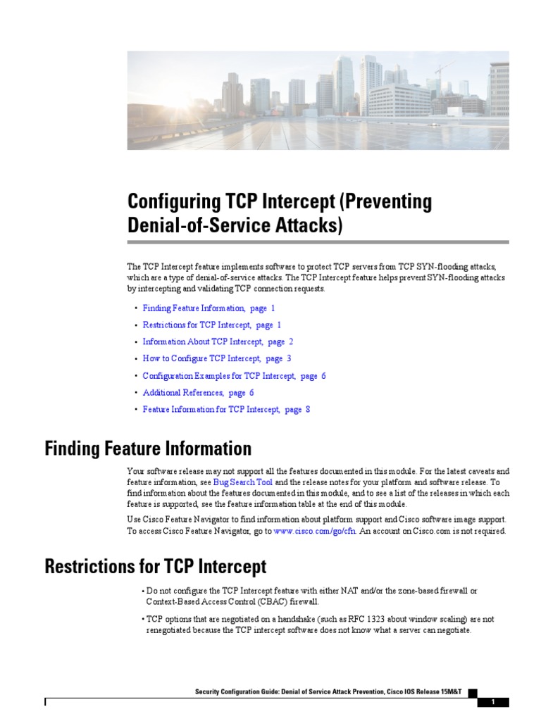 CISCO - DOS Prevent Attack Sec CFG TCP Intercpt | PDF | Transmission Control Protocol | Denial ...
