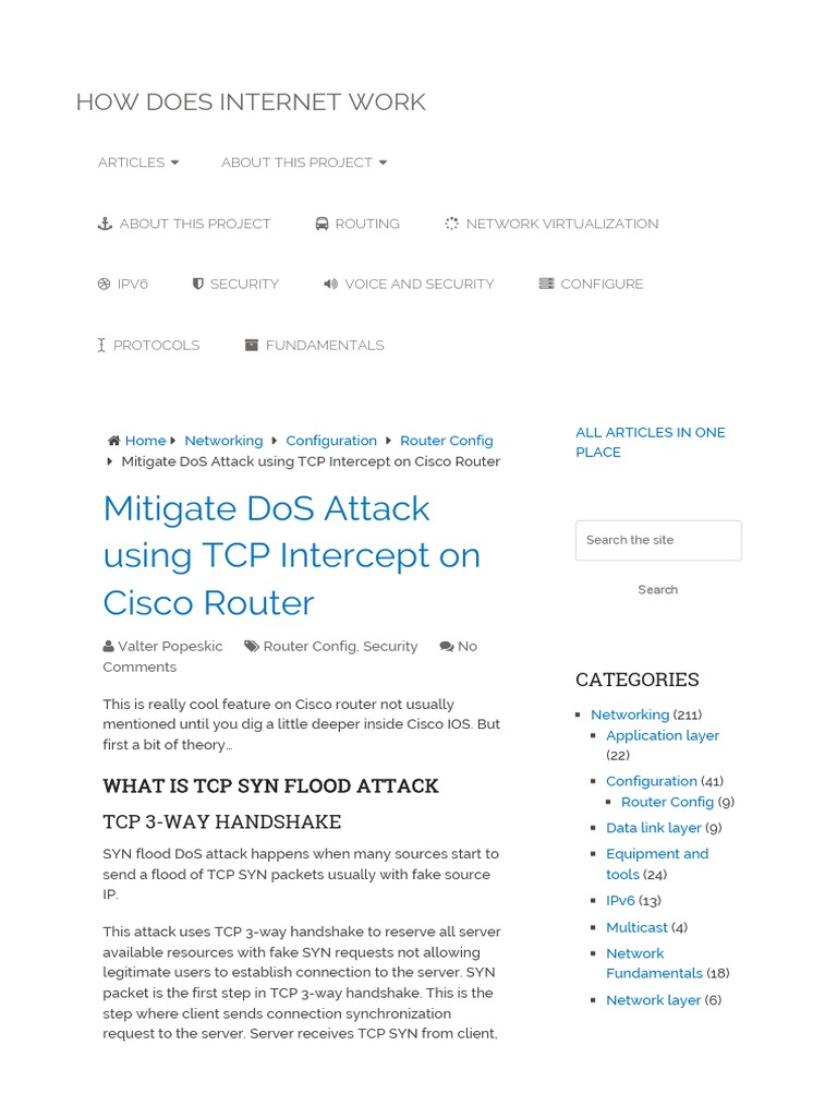 Mitigate DoS Attack Using TCP Intercept On Cisco Router | PDF | Transmission Control Protocol ...