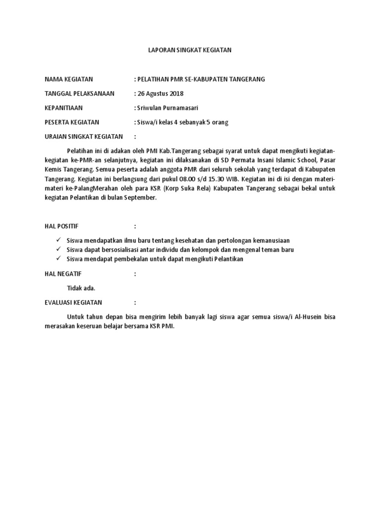 Laporan Singkat Kegiatan | PDF