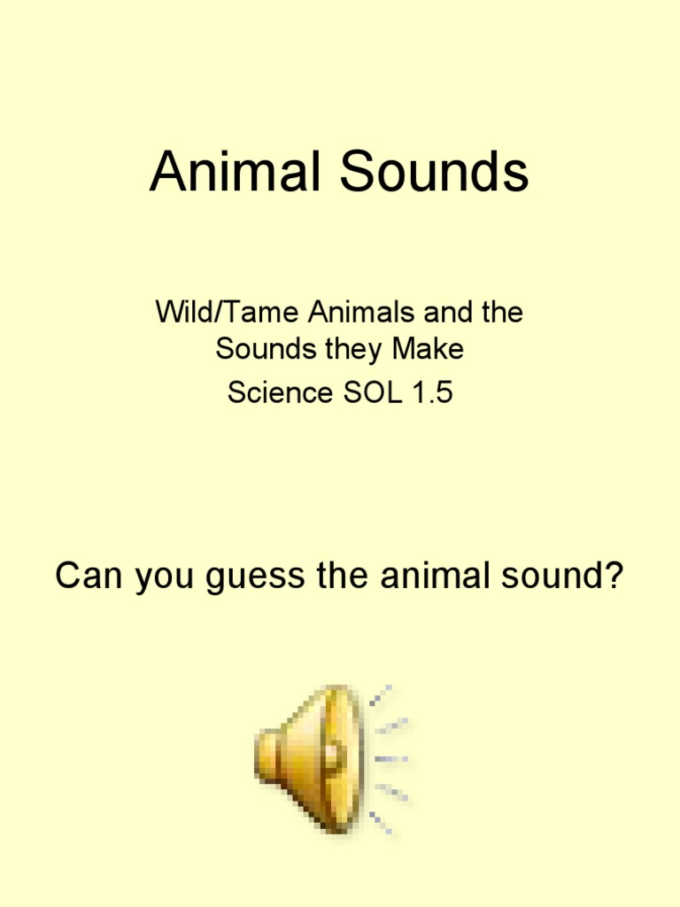 Animal Sounds: Wild/Tame Animals and The Sounds They Make Science SOL 1 ...