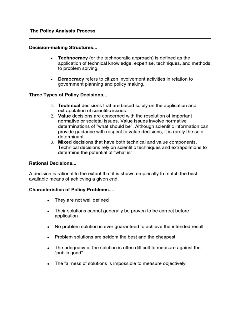 The Policy Analysis Process | PDF | Policy Analysis | Policy