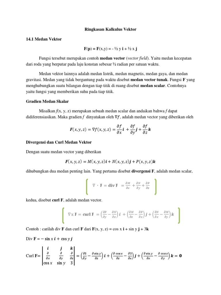 Ringkasan Kalkulus Vektor | PDF