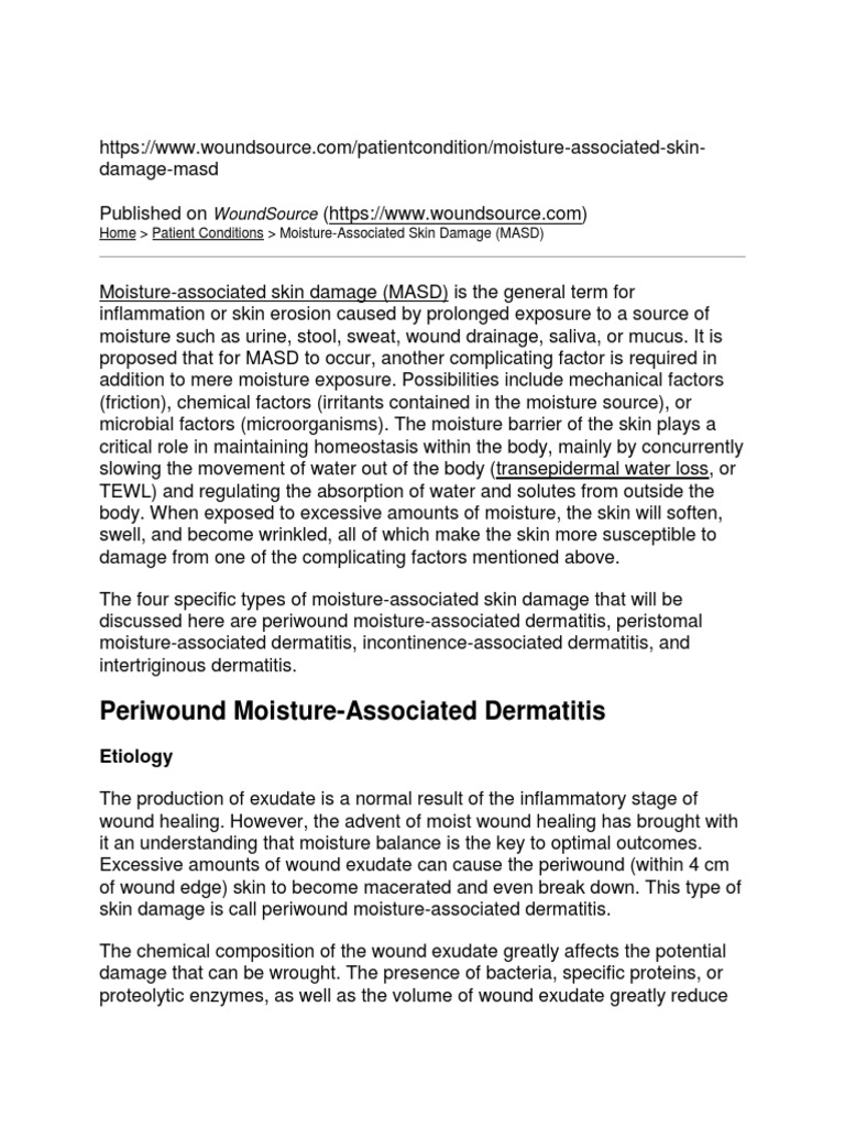 Moisture-Associated Skin Damage (MASD) - Tear Collection | PDF | Wound ...