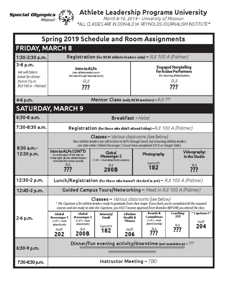 SOMO March 8-10, 2019 ALPs Schedule | PDF