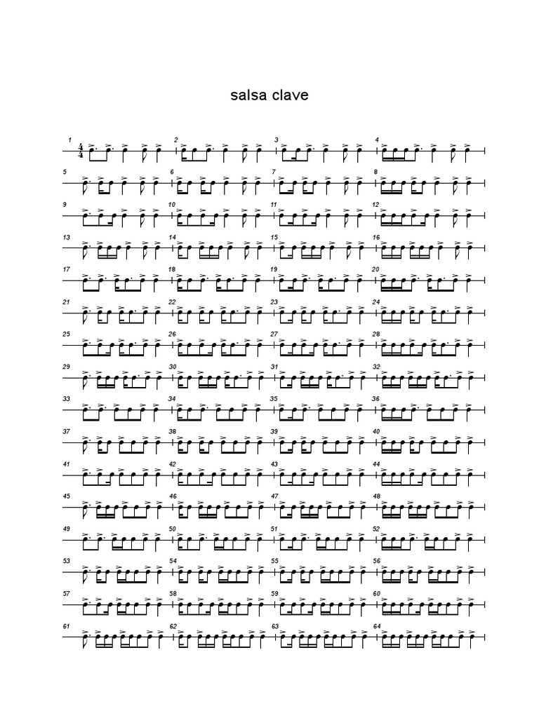 The rhythmic structure of salsa music: A 4x4 clave grid breakdown | PDF ...