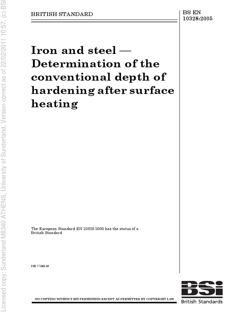 BS en 10328 2005 Determination of The Conventional Depth and Hardening ...