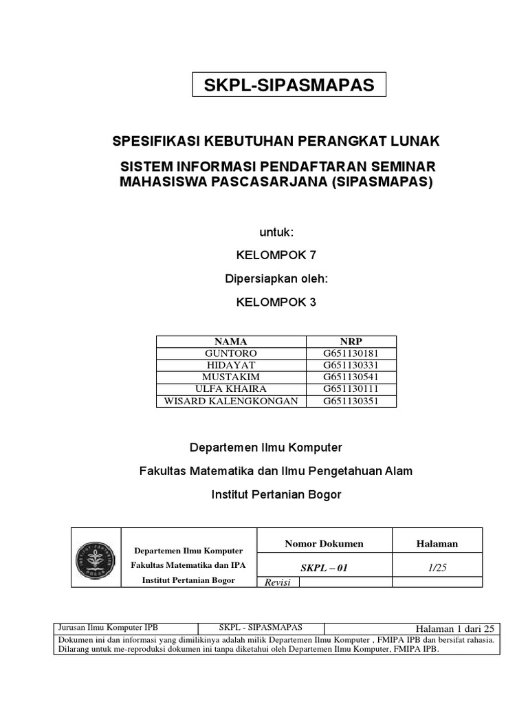 Contoh SKPL Sistem Informasi Tugas Akhir | PDF