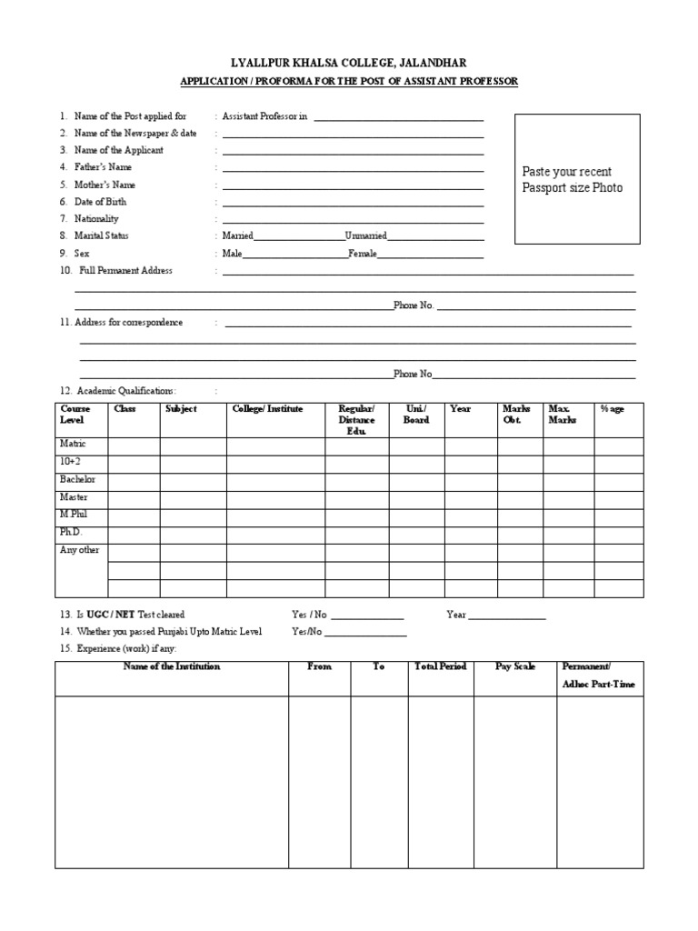 Proforma Dec 2018 | PDF | Academia