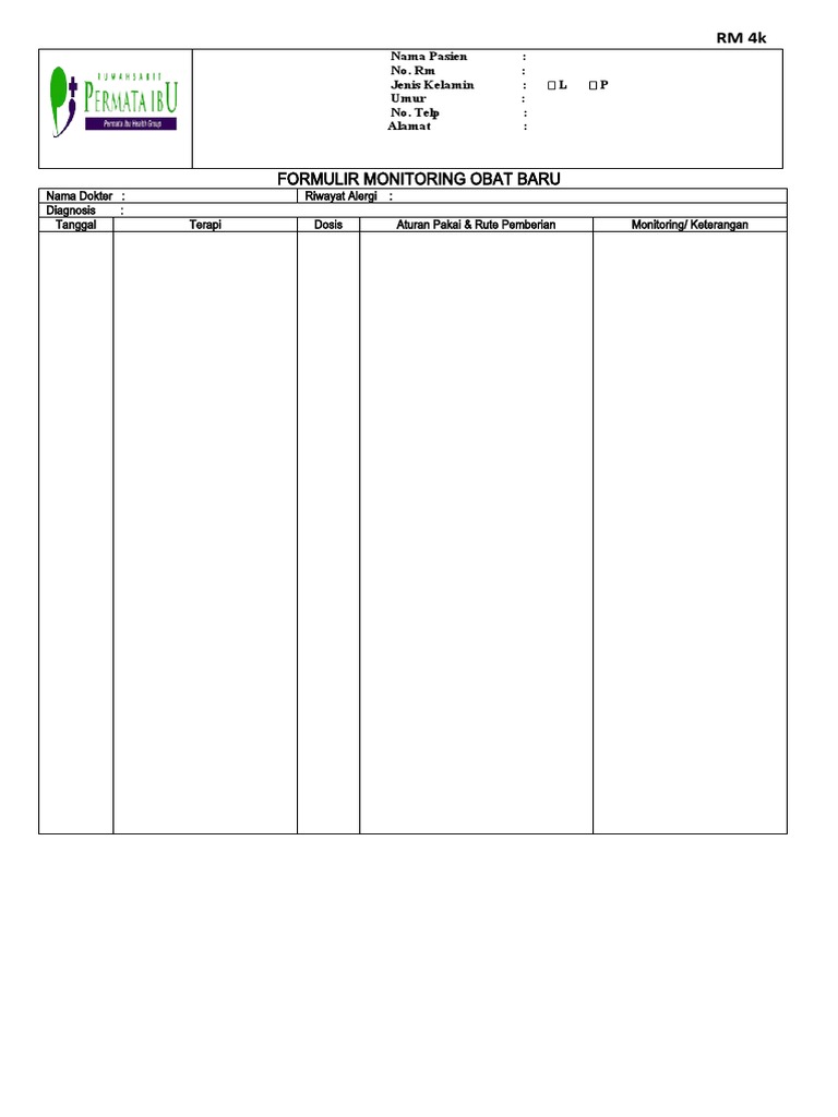 Formulir Monitoring Obat Baru | PDF