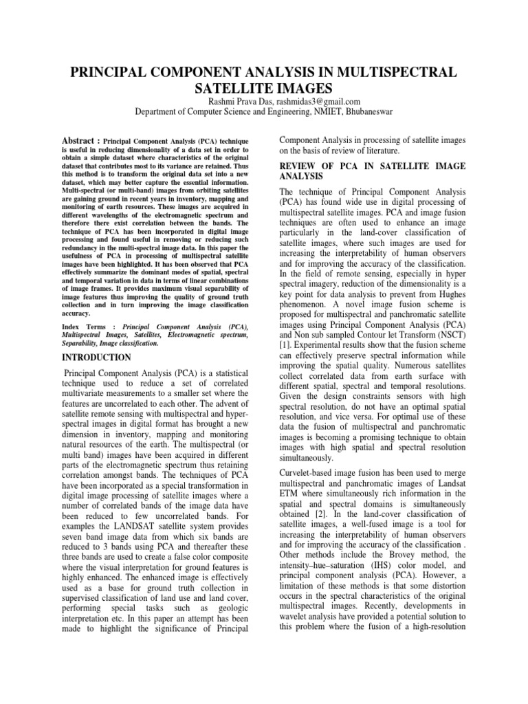 PCA for Multispectral Image Analysis | PDF | Principal Component Analysis | Data Compression