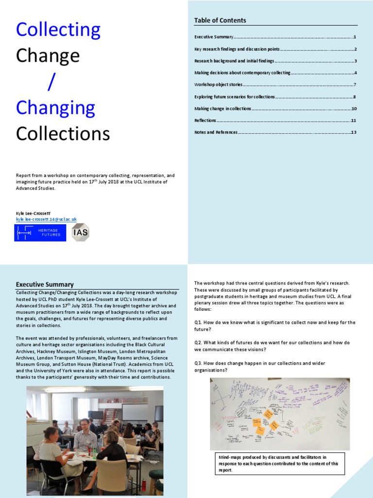 Collecting Change/Changing Collections Report | PDF | Museum | Biodiversity