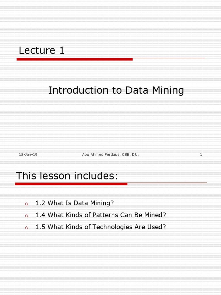Lec 1 Data Mining Introduction For Exam | Download Free PDF | Data Mining | Statistical ...