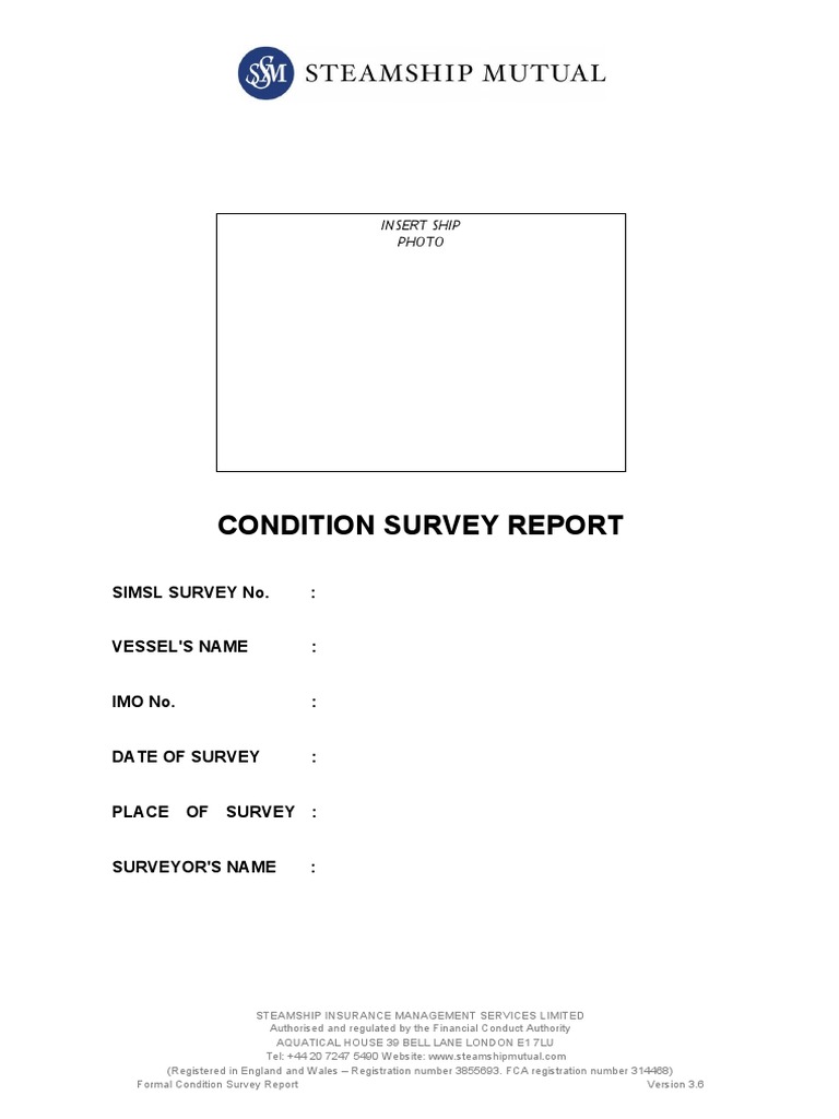 Formal Vessel Condition Survey Report | PDF | Navigation | Oil Tanker