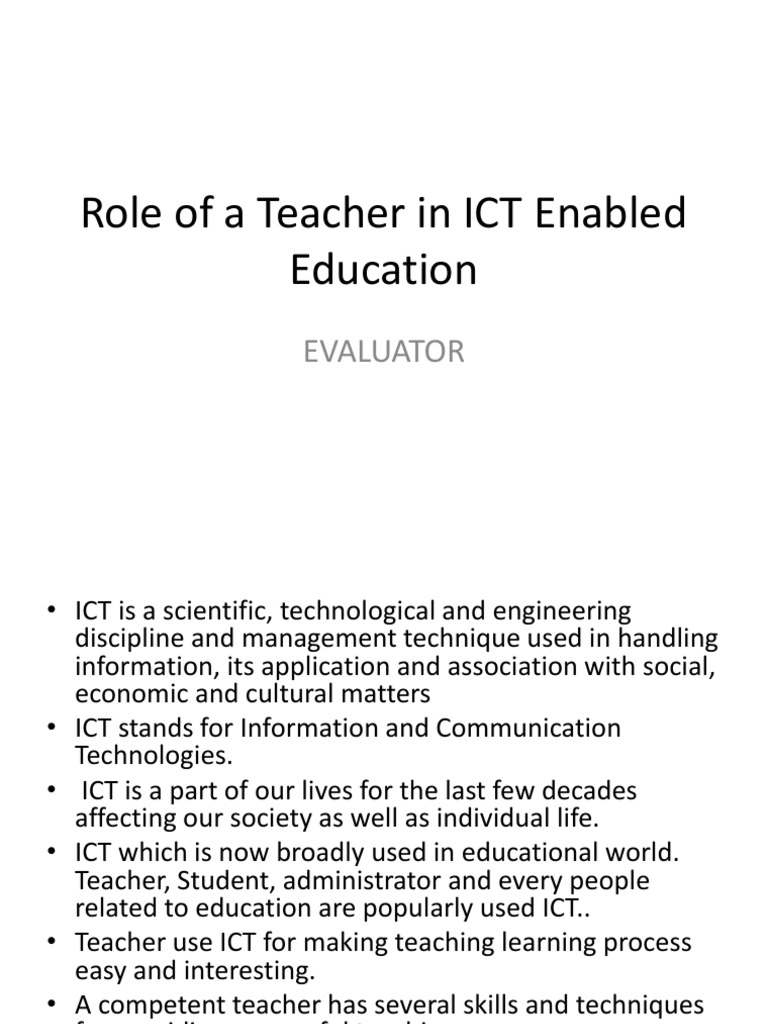 Teacher's Role in ICT Education | PDF | Career & Growth