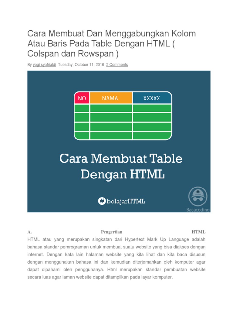 Panduan Colspan & Rowspan HTML | PDF