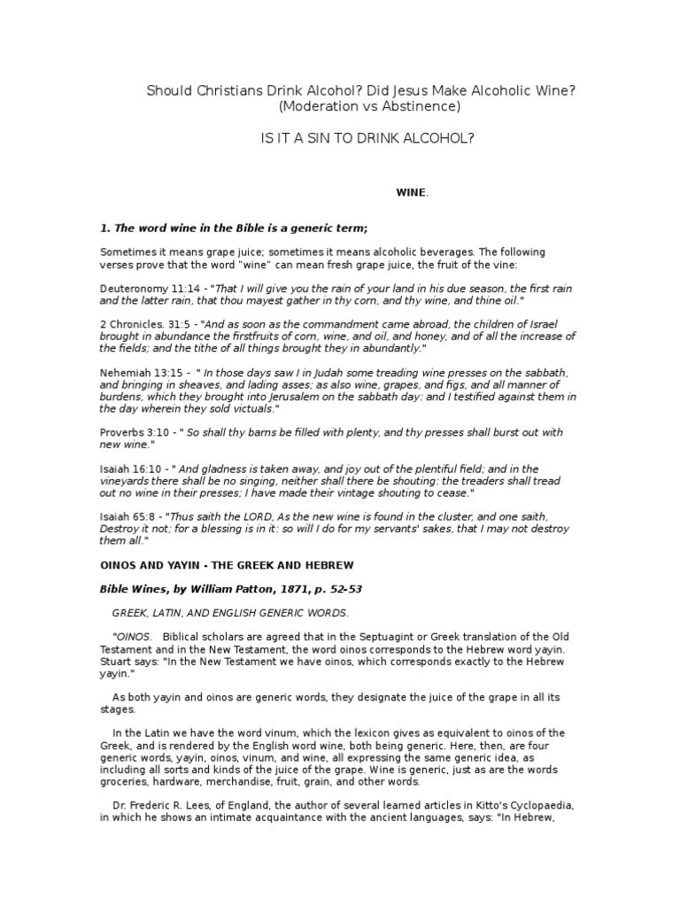 Should Christians Drink Alcohol? Did Jesus Make Alcoholic Wine? Is ...