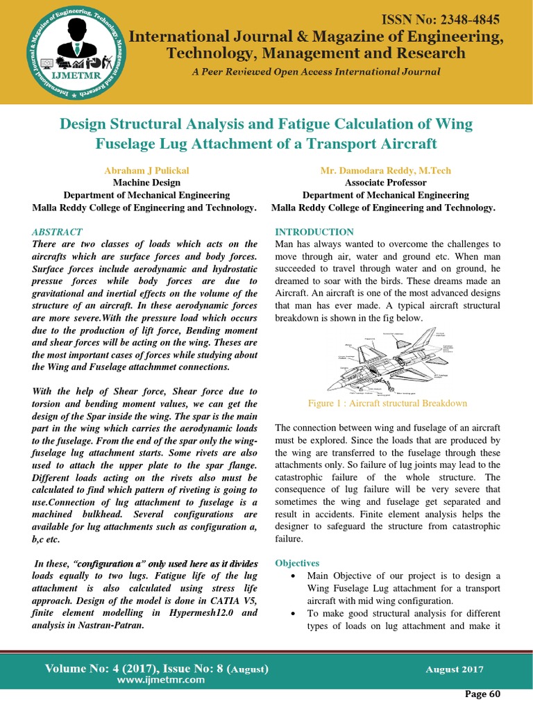 Wing-Fuselage Lug Attachment Analysis | PDF | Fatigue (Material ...