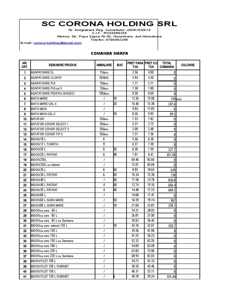 Formular Comanda Sterk Nov | PDF