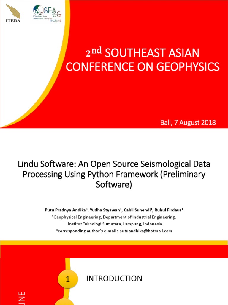 Lindu Software Presentation SEACG 2018 BALI | PDF | Seismology | Akaike ...