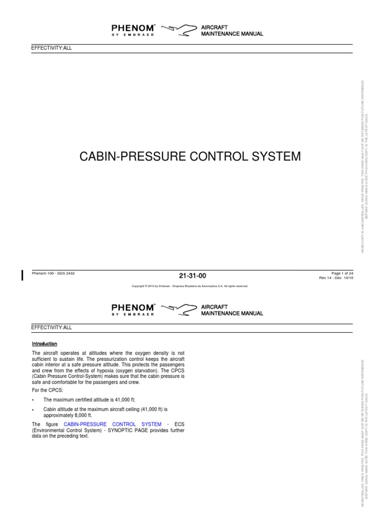Cabin-Pressure Control System: Effectivity:All | PDF | Valve | Aviation