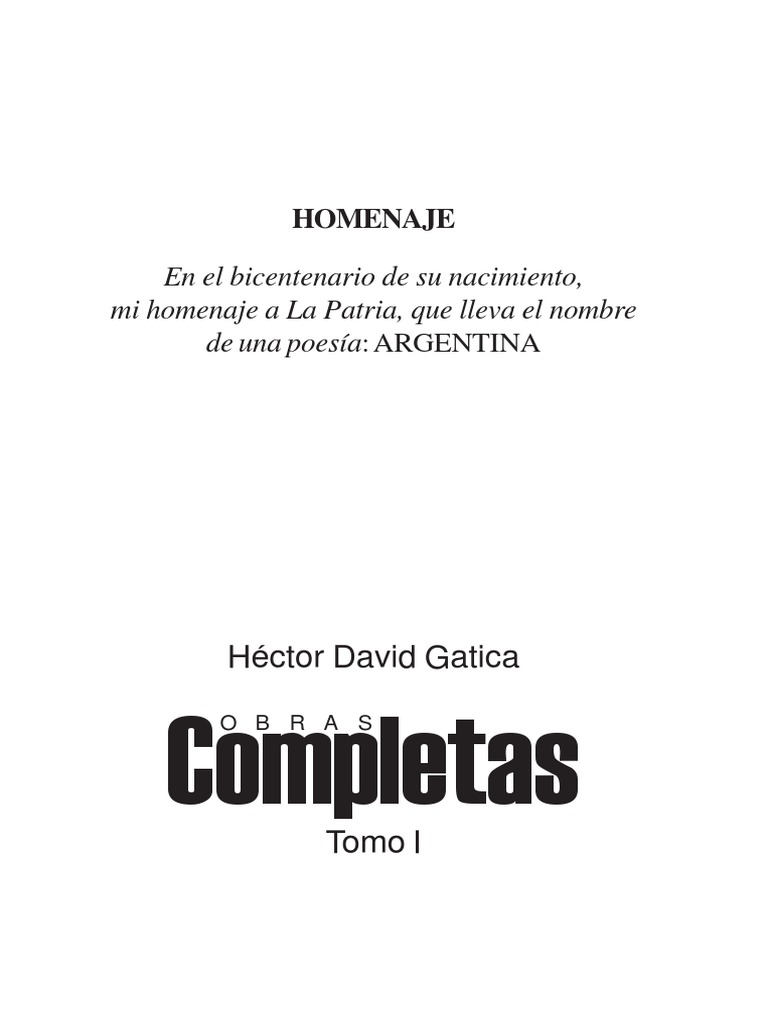 Obras Completas, Tomo I - Héctor David Gatica. | PDF | Poesía
