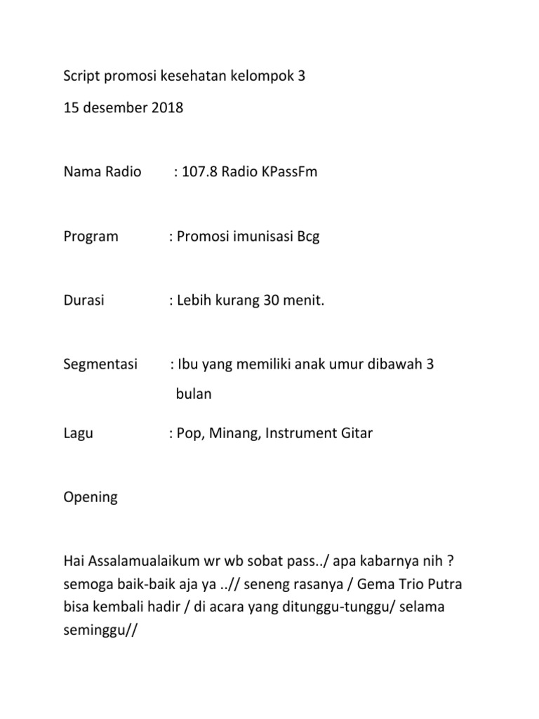Contoh Script Siaran Radio | PDF