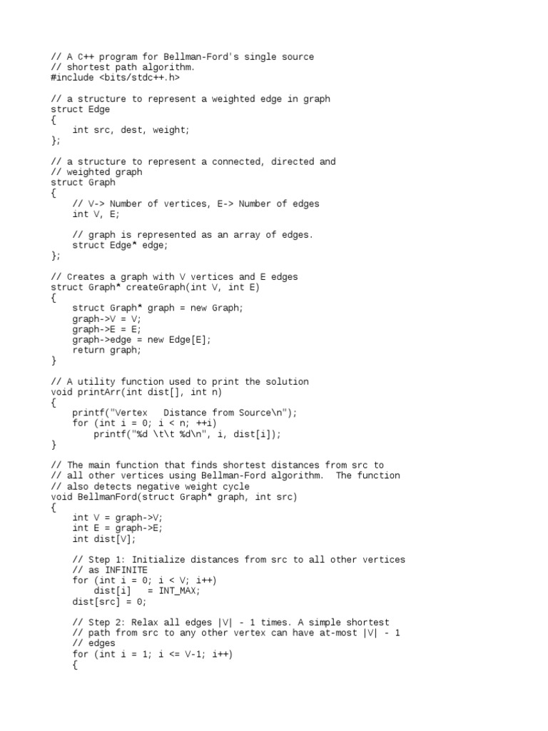 Bellman-Ford C++ | PDF | Discrete Mathematics | Computer Programming