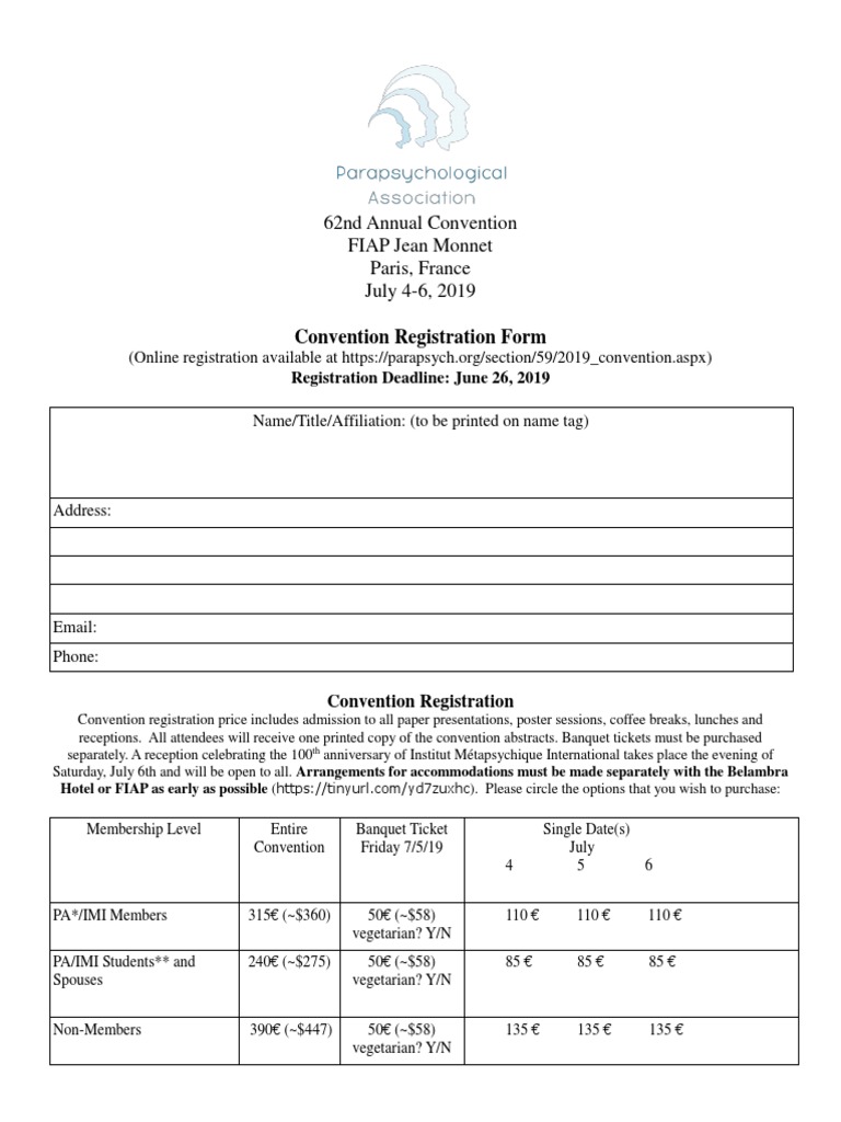 62nd Annual Parapsychology Convention | PDF | Invoice | Service Industries