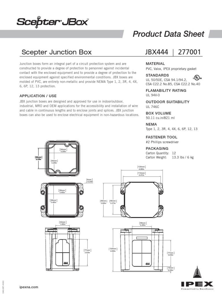 Scepter Jbox Datasheet JBX 444 | PDF | Building Materials | Electrical ...