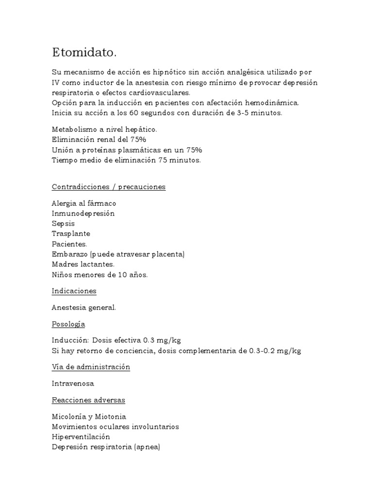 Etomidato y Tiopental: Inductores Anestésicos | PDF | Depresión (estado de ánimo) | Rtt