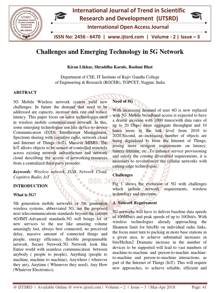 6 Challenges and Emerging Technology in 5G PDF | PDF | Mimo | Internet ...