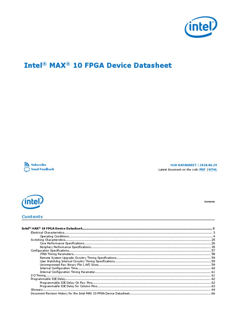 Intel MAX 10 FPGA Device Datasheet: Subscribe Send Feedback M10 ...